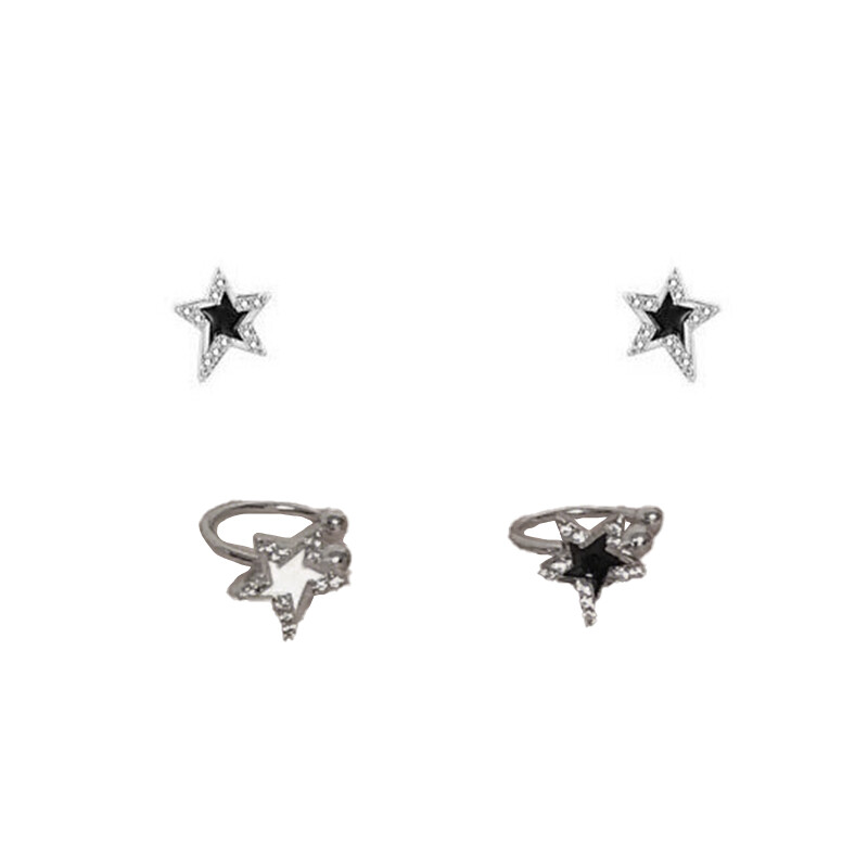 1Pair Fashion Punk Zircon Star Alloy Ear Clip Korean Sweet Pentagram EarrinEN | eBay