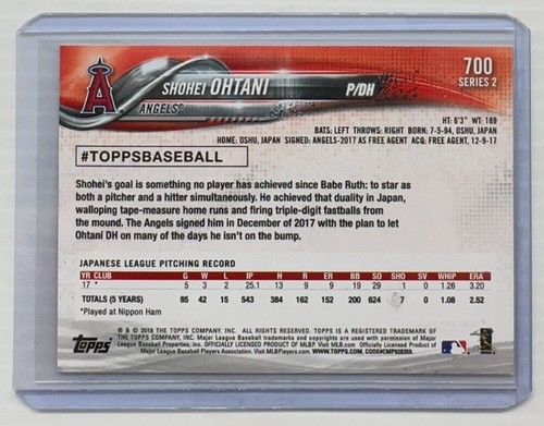 2018 Topps Shohei Ohtani Pitching Rookie RC #700 Angels (C) | eBay
