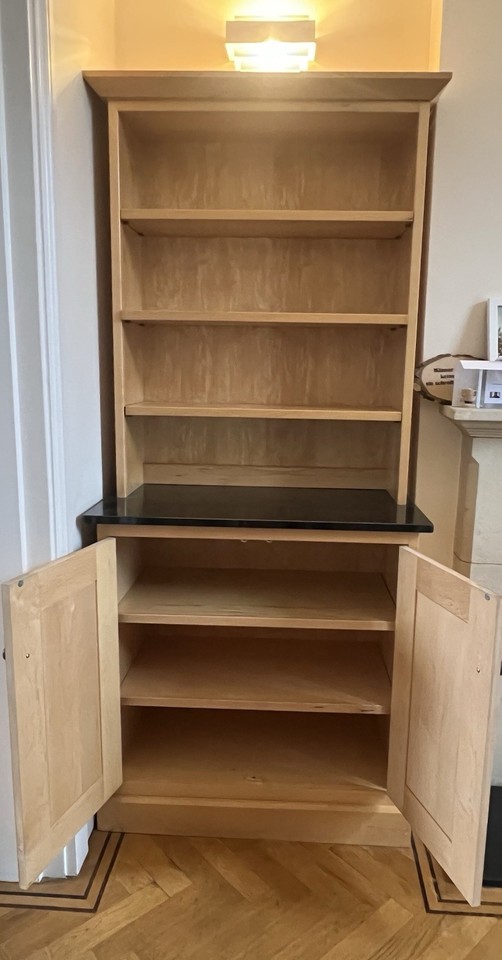 Large Solid Oak Bookcases with Cupboards – 2m Tall – Pair | eBay UK