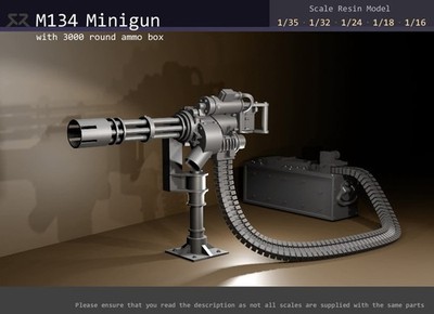 M134 Minigun on fixed mount - 1/35, 1/32, 1/24, 1/18, 1/16 resin model ...
