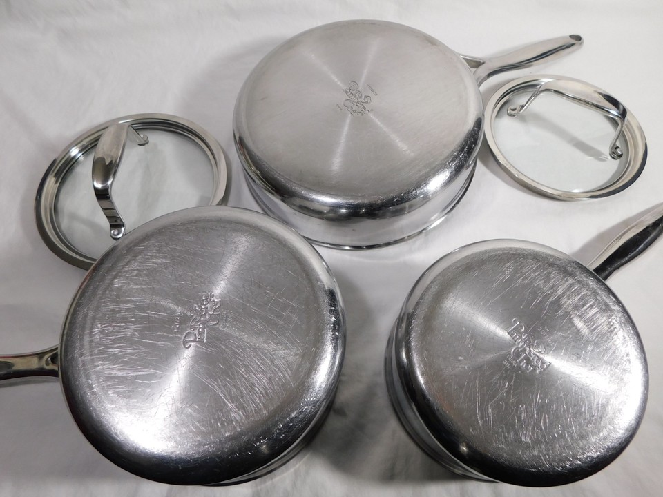 Pampered Chef Stainless Steel Saucepans 2qt & 3qt and 10" Sskillet ...