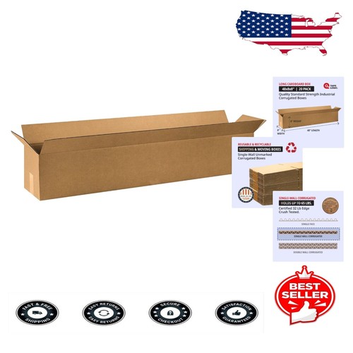 Kraft Corrugated Shipping Boxes 48x8x8 - Strong & Durable for 65 lbs ...