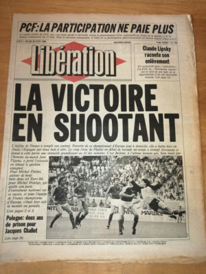 JOURNAL LIBERATION N°965 28 JUIN 1984 FOOTBALL LA FRANCE CHAMPIONNE D ...