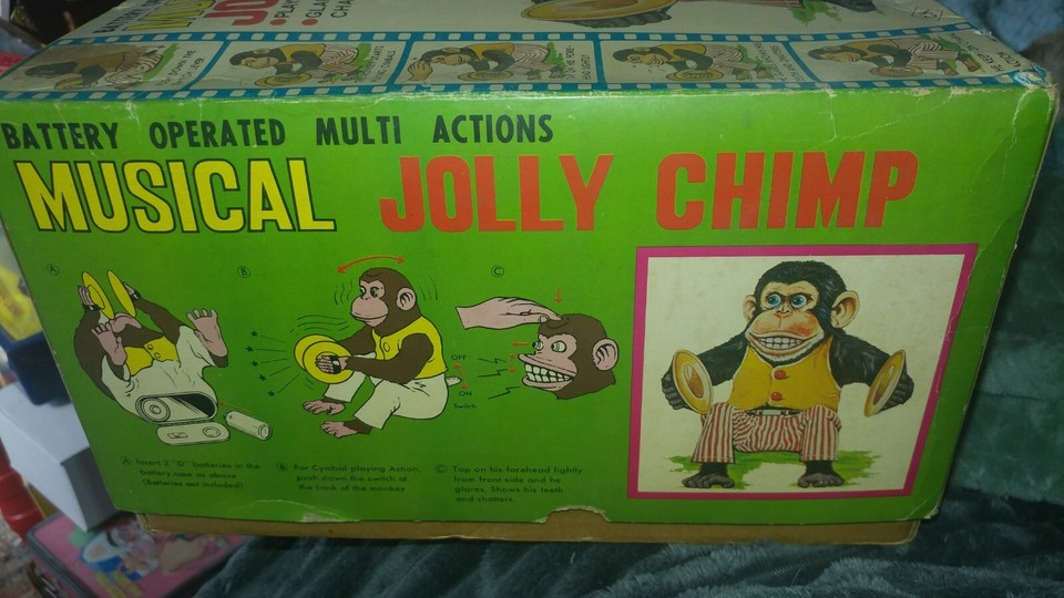 Vintage Daishin Musical Jolly Chimp Creepy Clapping Cymbal Monkey w/Box ...