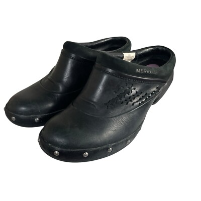 Merrell Clogs Women's Size 6.5 Black Leather Shoes Slip On Mules | eBay