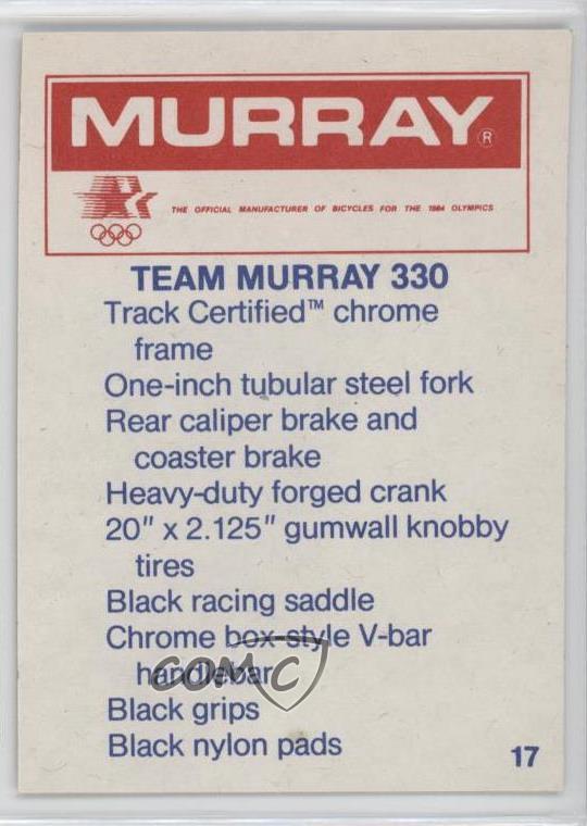1984 Donruss BMX Card Series Team Murray 330 #17 | eBay