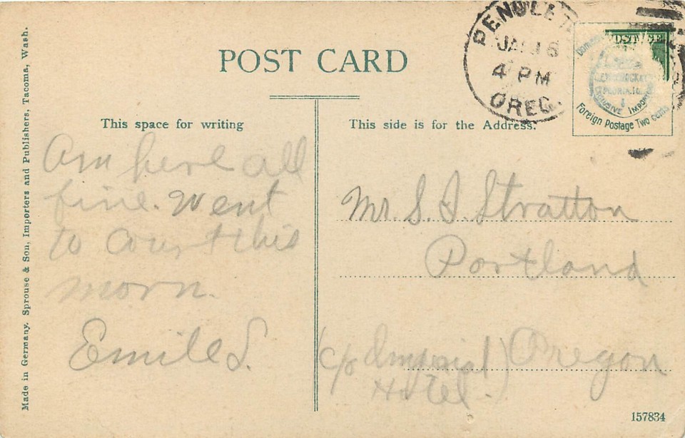 c1910 Postcard; Pendleton OR Main Street Scene, C.E. Wheelock, Posted ...