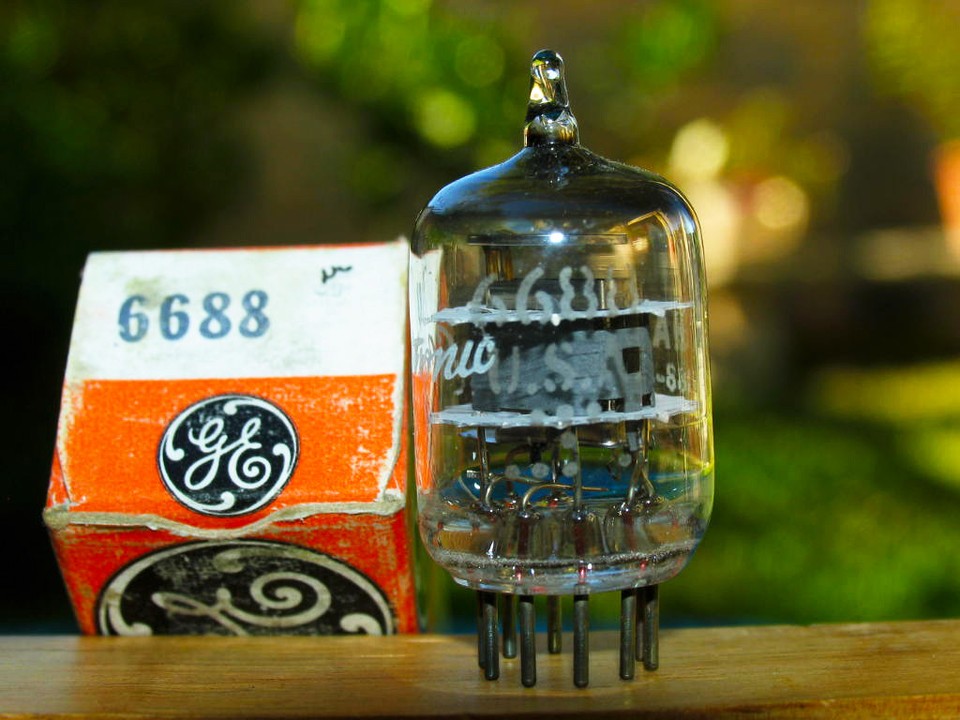 GE 6688 E180F grey plate halo getter pentode NOS NIB tube | eBay