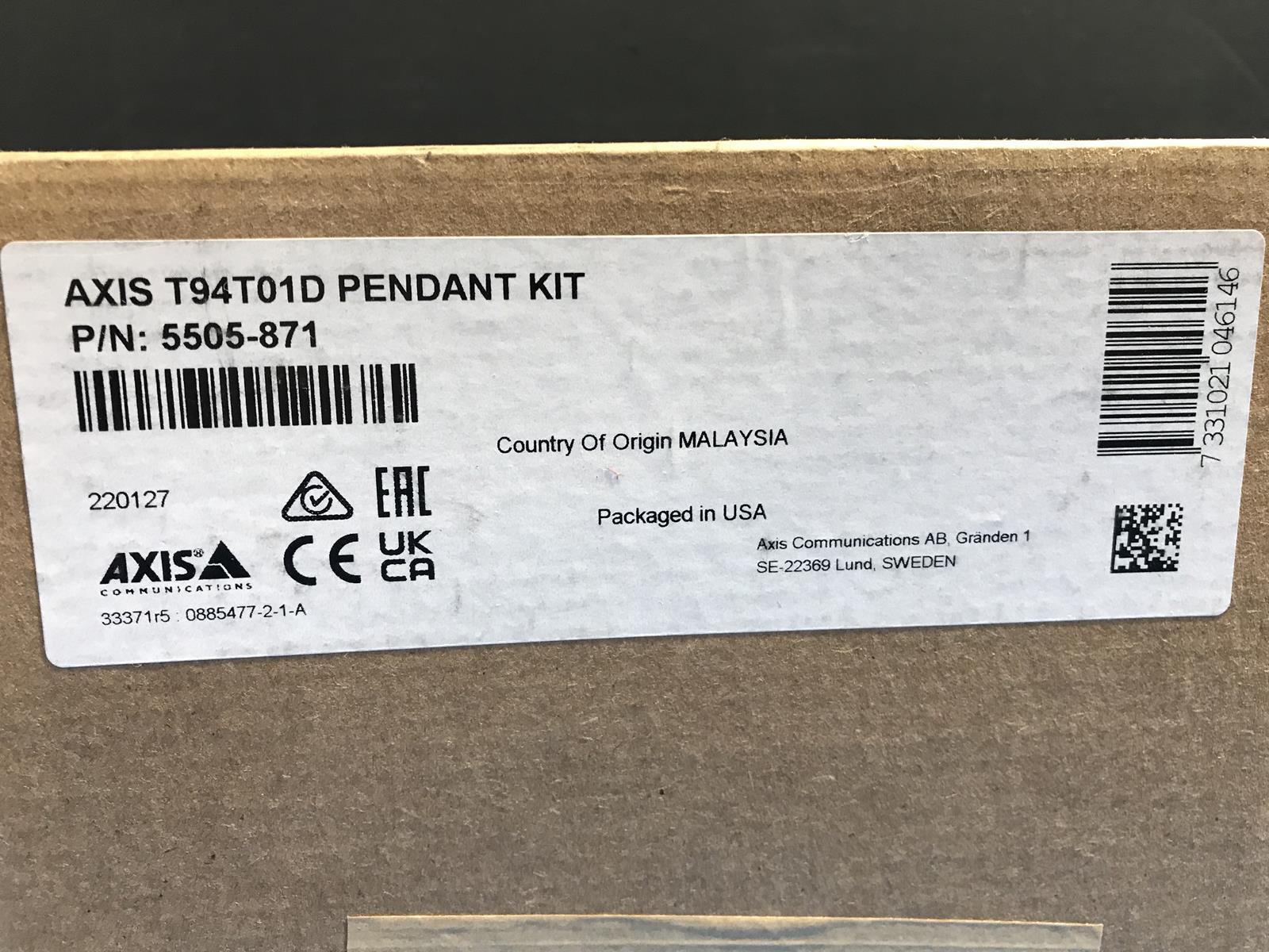 Axis T94T01D Pendant Kit Camera Dome Mounting Kit 5505-871 for sale ...