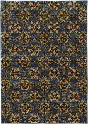 5x7 Sphinx Blue Flroal Geometric Linked Area Rug 6883C - Aprx 5' 3" x 7 ...
