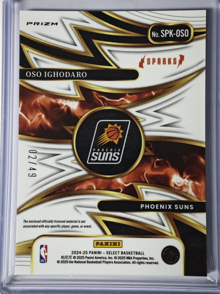Oso Ighodaro SPK-OSO 2024-25 Panini Select RC Sparks Copper Prizm 02/49 ...