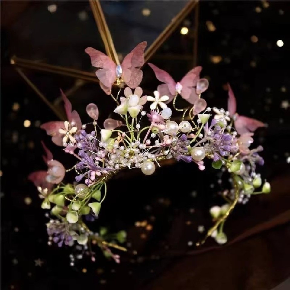 Butterfly Floral Crown Garland Headdress Forest Head Hoop Girls | eBay ...