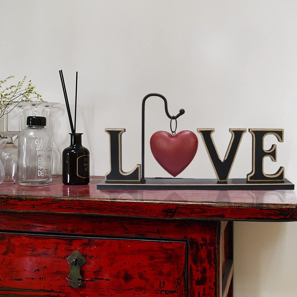Wood Love Sign Freestanding Letters Cutout Wooden Words Block Mother's ...