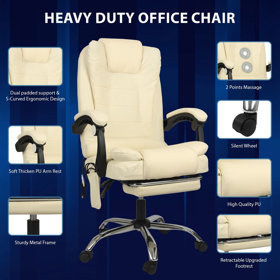 Executive Desk Chair 2Point Massage High Back Office Chair Swivel ...