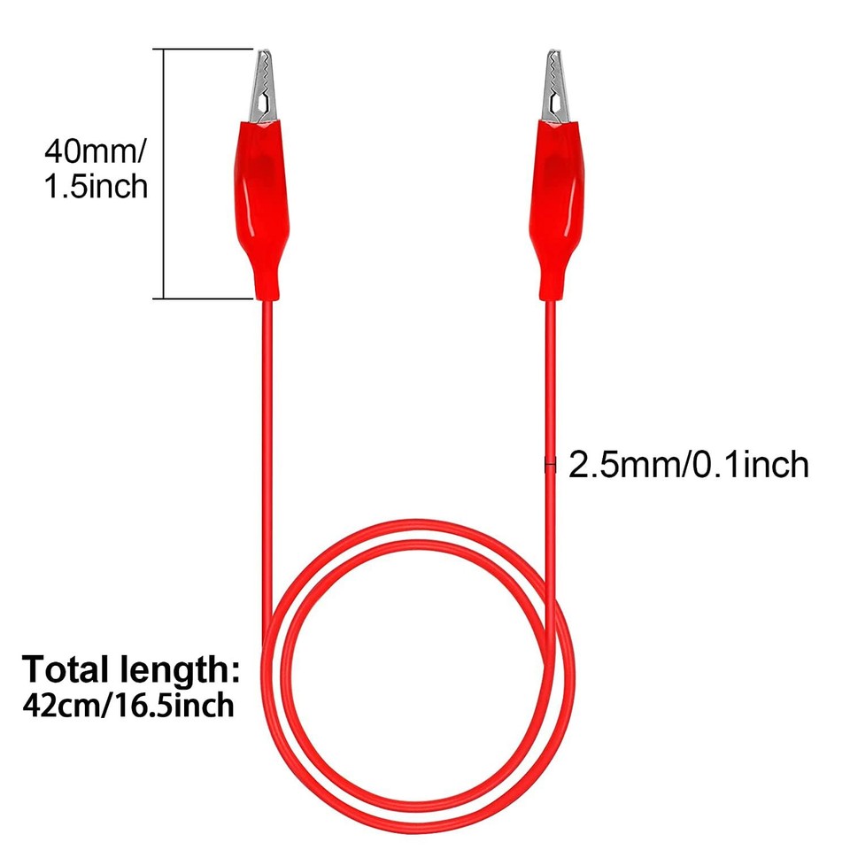 20 PCS Alligator Clips Electrical, 5-Color 21.5inch Test Leads with ...