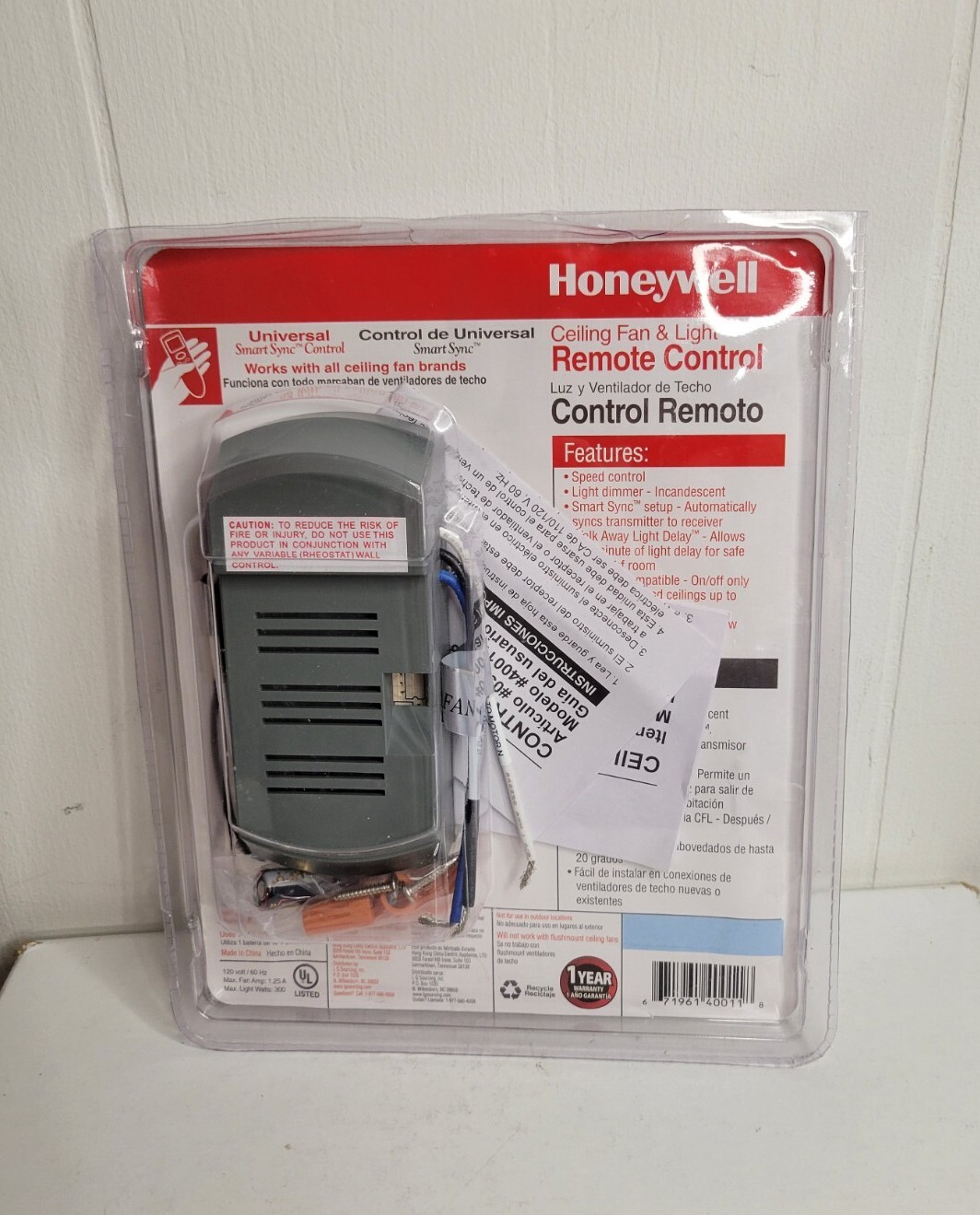 Honeywell Universal Ceiling Fan Light Remote Control 40011 | Shelly ...