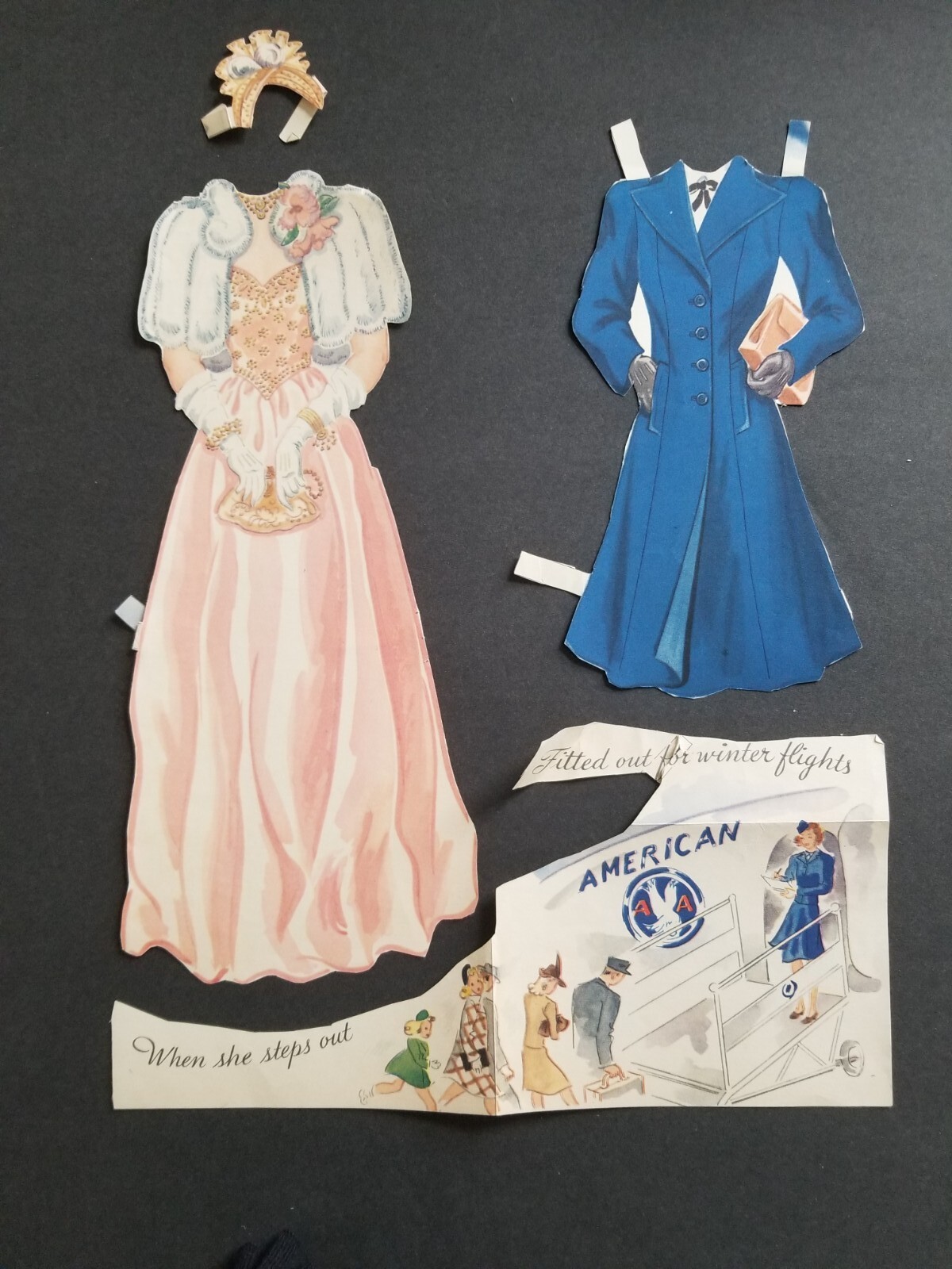 Vintage American Airlines Stewardess A Wood Doll Paper Doll 1942 ...