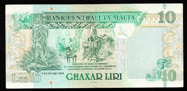 MALTA - 1994 BANK CENTRALI TA MALTA GHAXAR LIRI (£10) A. C. BONELLO ...