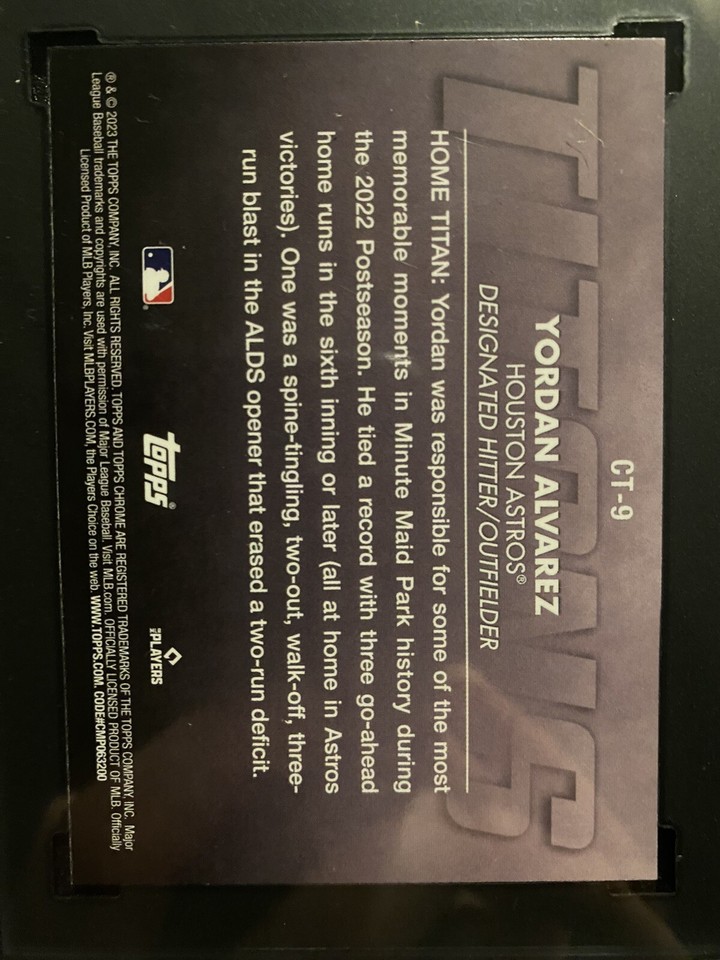 2023 Topps Chrome Yordan Alvarez Titans #CT-9 Houston Astros. Graded ...