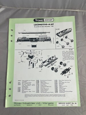 Triang Hornby Railways OO Gauge Service Sheet #66 April 1968 Locomotive ...