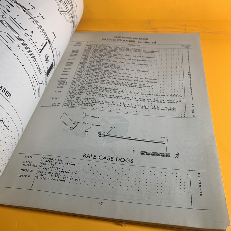 Vintage Original Case Model 130 Pick up hay baler B561 Parts Catalog | eBay