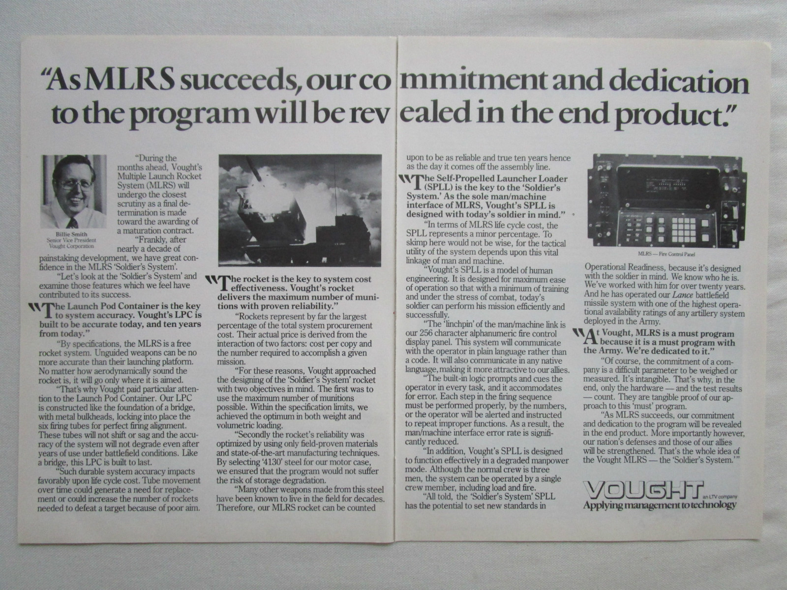 2/1980 PUB LTV VOUGHT US ARMY MLRS MULTI LAUNCH ROCKET SYSTEM BILLIE ...