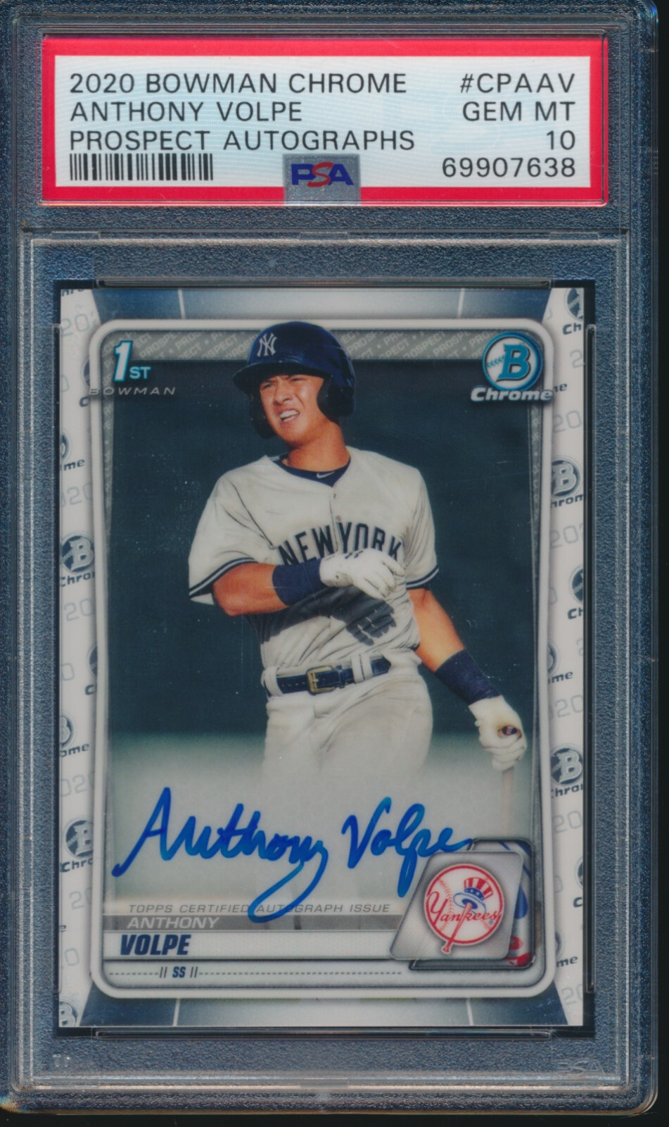 PSA 10 ANTHONY VOLPE AUTO 1st 2020 Bowman Chrome Autograph Rookie RC ...