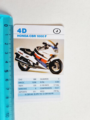 Honda CBR 1000 F Card Rare from Game Motorcycle Fournier Original New ...