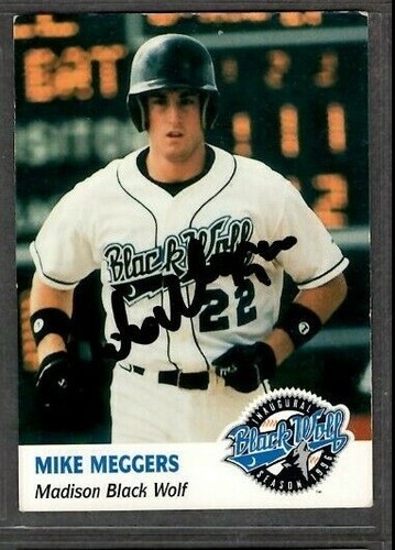 1996 Mike Meggers Madison Black Wolf Baseball Card Signed Autograph ...