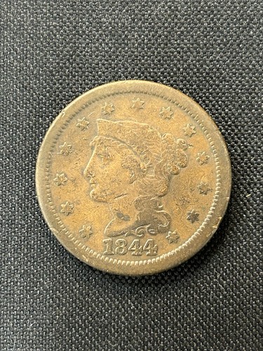 1844 Braided Hair Large Cent Coin 1c | eBay