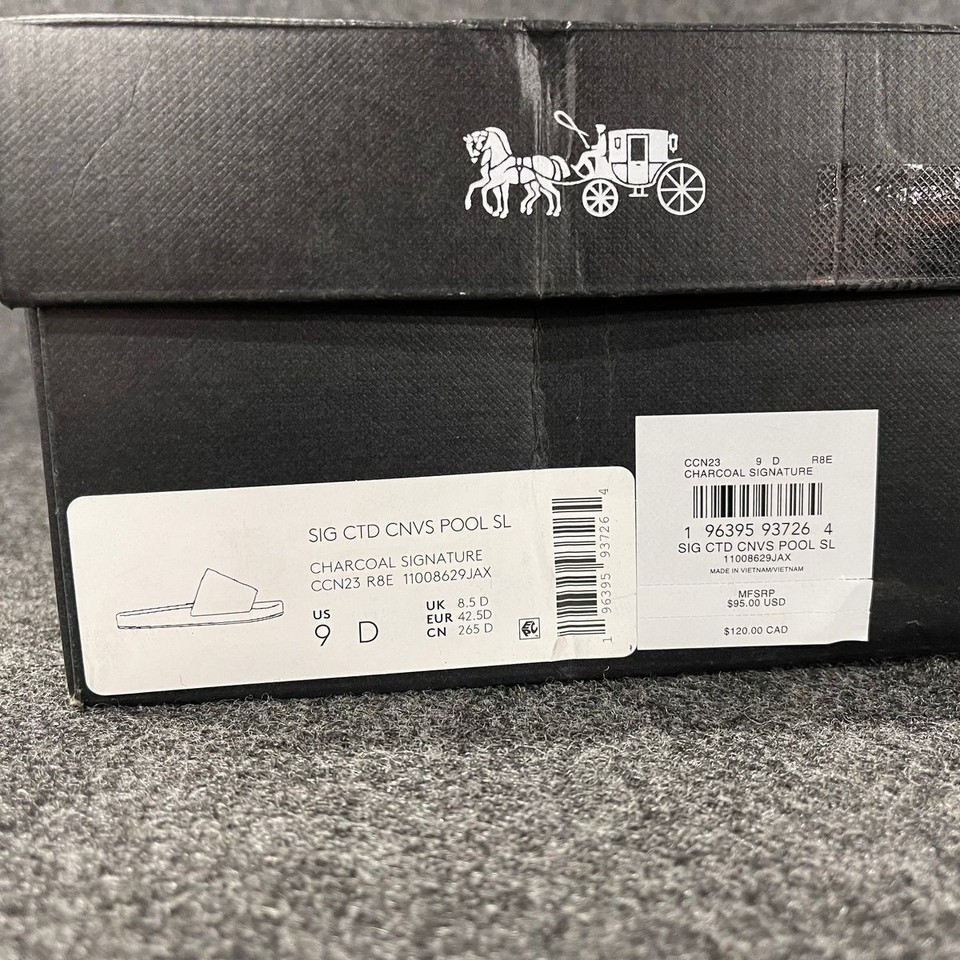 COACH Pool Slide In Signature Canvas Men's Size 9 D Charcoal CCN23 ...