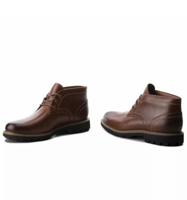 CLARKS Batcombe Lo Men's Casual Dark Tan Leather Boots Size UK 9.5 G EU ...