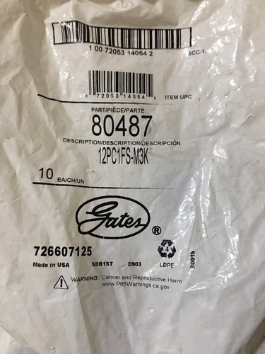 TEN (10) PACK Gates 12PC1FS-M3K - 80487 Hydraulic Hose Fitting POWER ...