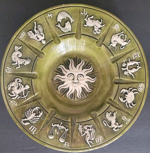 Vintage 70's Ceramic Pottery Zodiac Horoscope Ashtray Bowl Collectible ...