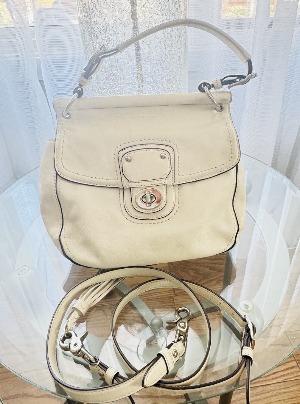 AUTHENTIC COACH LEGACY WILLIS TAN LEATHER 2 TASSEL HA… - Gem