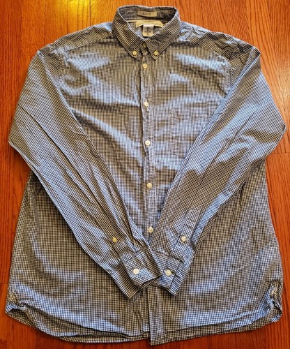 HM LOGG Shirt Mens Large Plaid Button Down Blue | eBay
