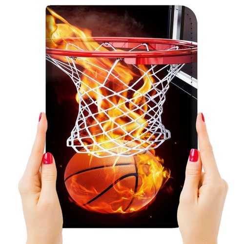 ( For iPad 5, 6, 9.7 inch ) Flip Case Cover PB23271 Fire Basketball ...