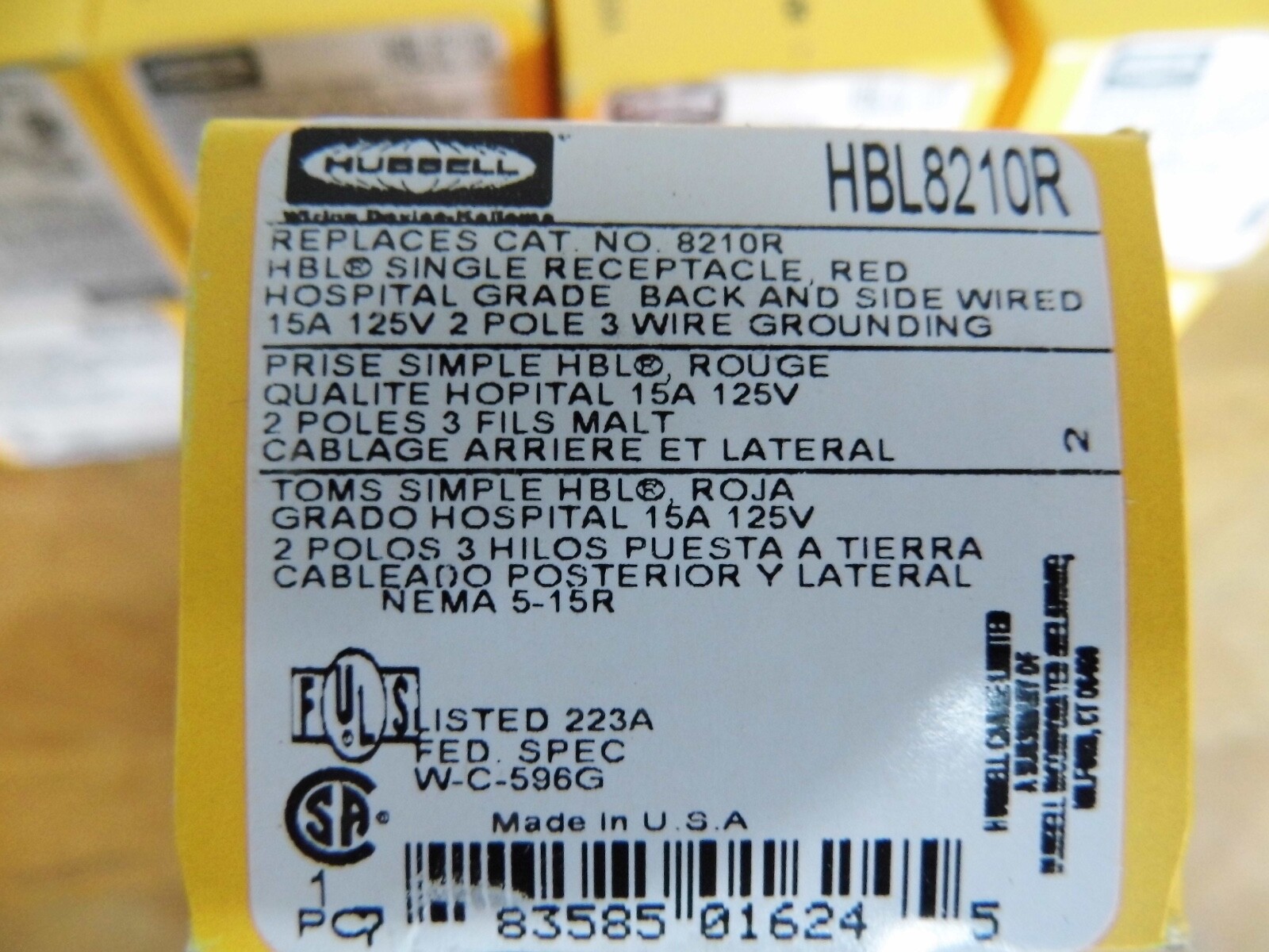 10 HUBBLE HBL8210R RED RECEPTACLES 15A 125V 2 POLE 3WRE | eBay