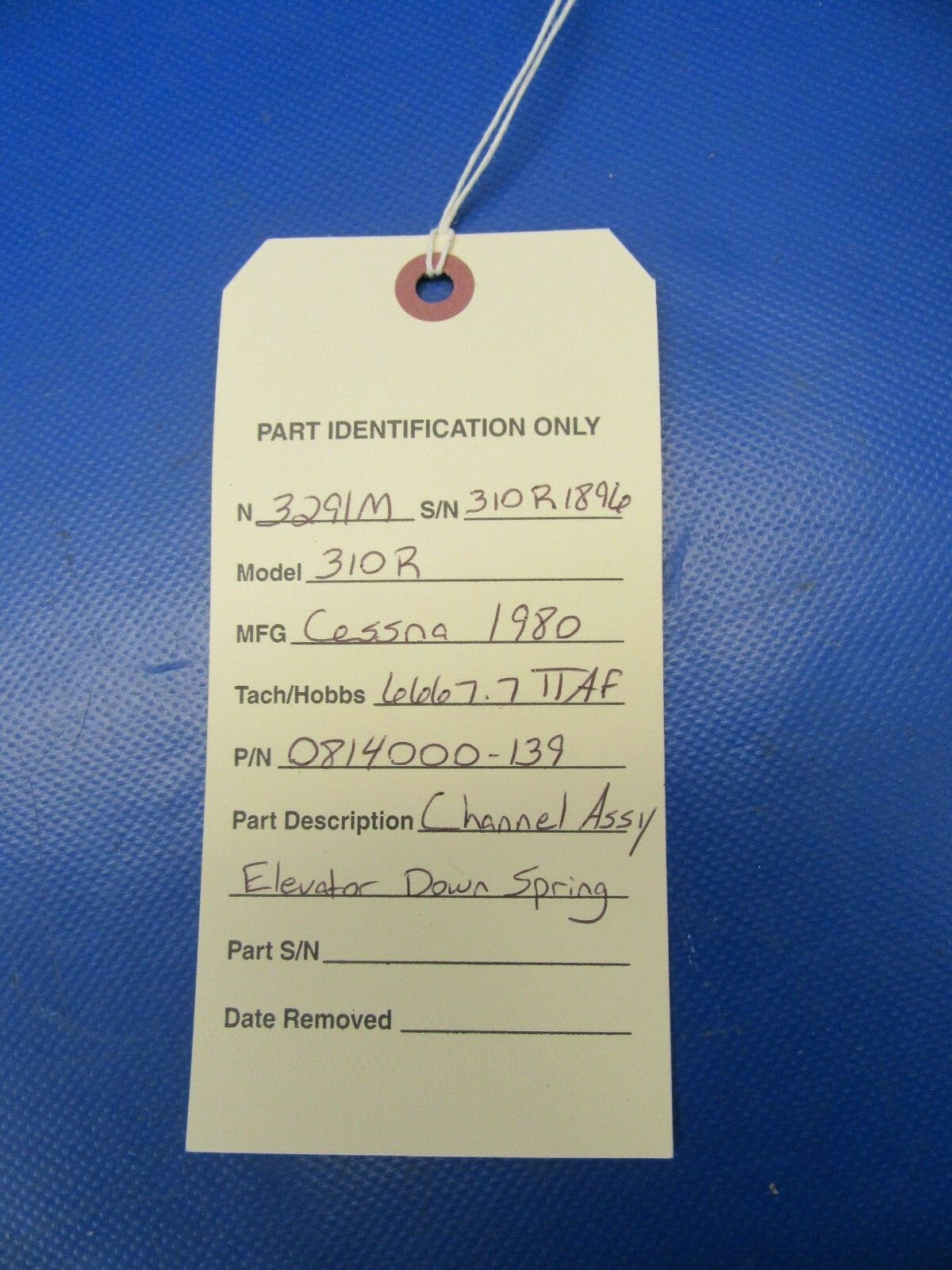 Cessna 310R Channel Assembly Elevator Down Spring P/N 0814000-139 (0219 ...