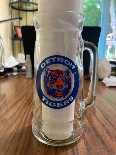 Vintage Detroit Tigers Baseball Glass Beer Stein Mug 7" Tall | eBay