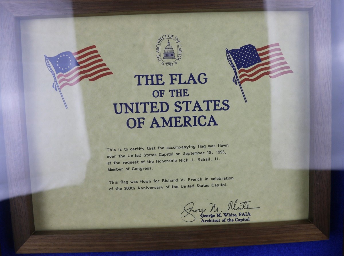 Us Capitol Flag Certificate Wedding American Flag Flown Over The