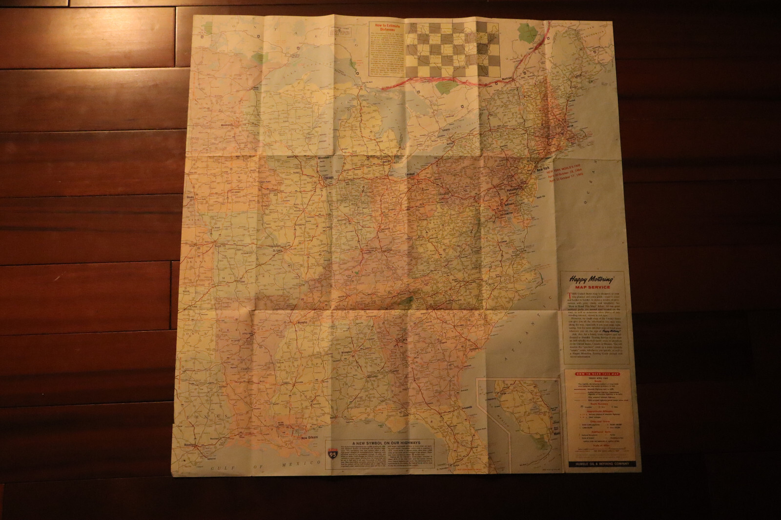 Esso United States Interstate Highway System 1964 25x24 Paper Road Map ...