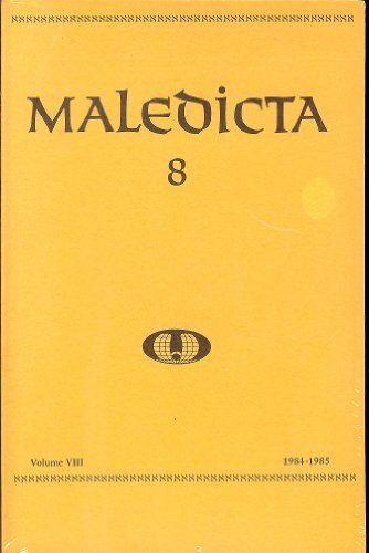 MALEDICTA 8 (1984-85): THE INTERNATIONAL JOURNAL OF VERBAL By Reinhold ...