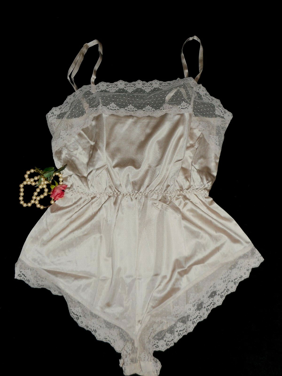 VinTage S Teddie Hi Cut Tap Style Mauve Nylon Satin &… - Gem