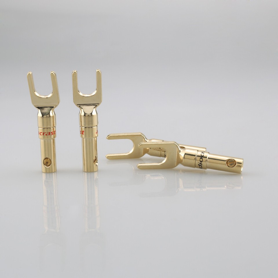 8pcs Y Spade Fork Plug Gold Plated Screw Set HiFi Audio Speaker Cable ...