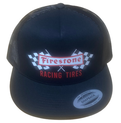 FIRESTONE RACING TIRES BLACK TRUCKER HAT DRAG RACING SPRINT CAR NASCAR ...