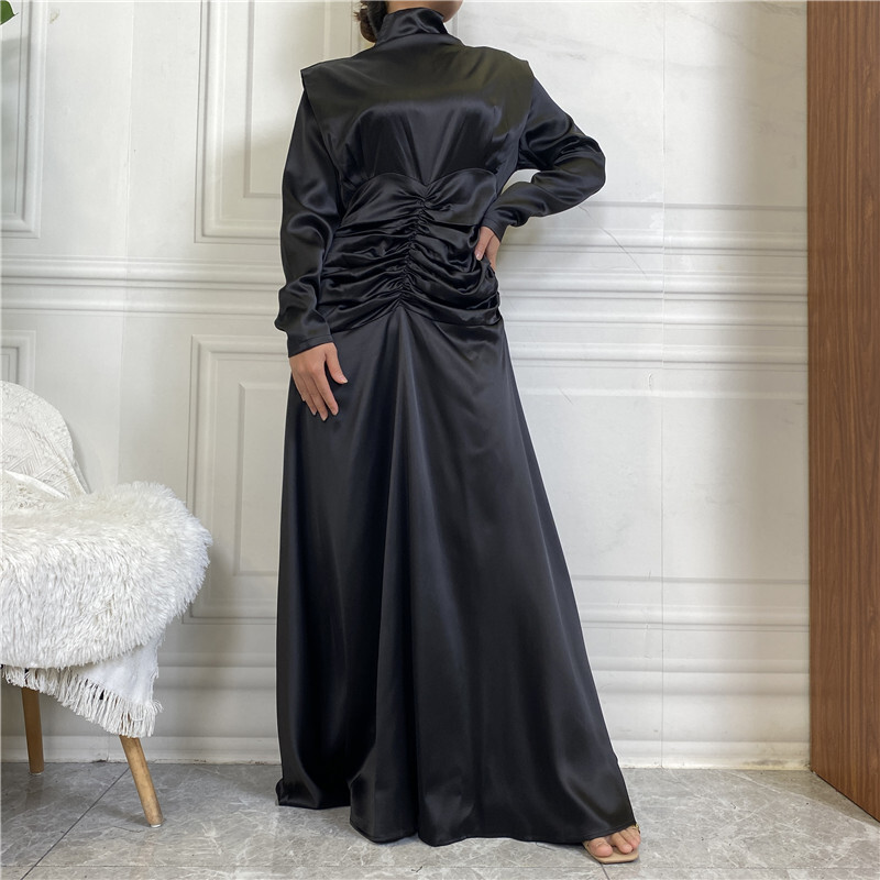 Satin Kaftan Islamic Women Muslim Maxi Dress Dubai Turkey Ramadan ...