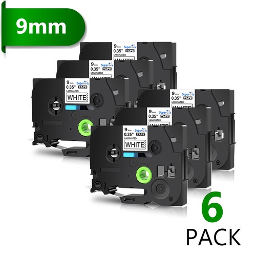 6PK TZ221 TZe221 Black on White Label Tape for Brother P-Touch PT-D400 ...