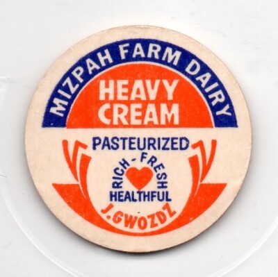 Milk Bottle Cap Insert - Mizpah Farm Dairy -(Cheshire, Massachusetts ...