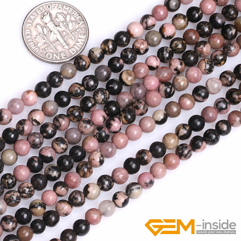 Natural Black Rhodonite Gemstone Round Beads For Jewelry Making 15" 6mm ...